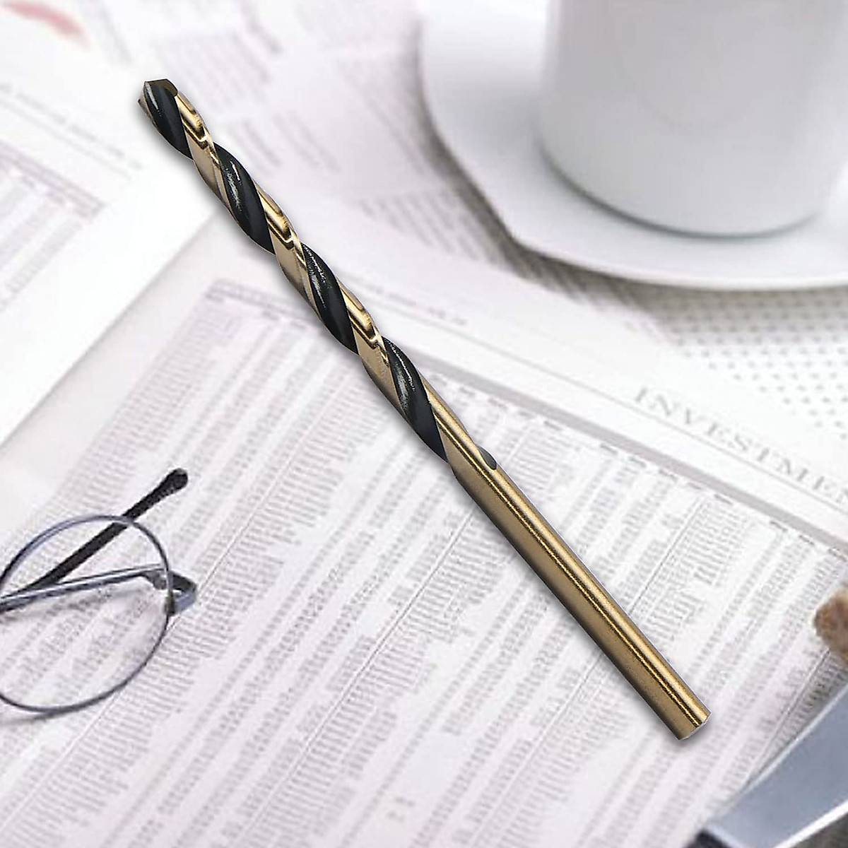 Aopin 2pcs HSS 0.12" Inch (3mm) Metric Gold Cobalt Titanium High Speed Steel Twist Drill Bit,Suitable for Cast Iron,Stainless Steel,Copper, Wood,Plastic