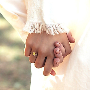 Clara Pucci 1.0 ct Radiant Cut Solitaire Natural Yellow Citrine gemstone Bridal Designer Anniversary Engagement Ring Real 14k White Gold