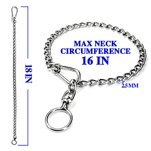 Dog Chain Collars 304 Stainless Steel Metal Chew Proof Dog Necklace Anti Winding Dog Leash Extension Lead for Small Medium Large Dogs Training and Walking. (Small：18in x 2.5mm(Neck max 16in))