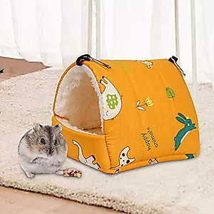 Soft Hamster Hammock Bed Playing Hamster DEN Sleeping Hanging Warm Bedding House Nest Toy for Small Pet Ferret Mouse Chinchilla Squirrel, Yellow