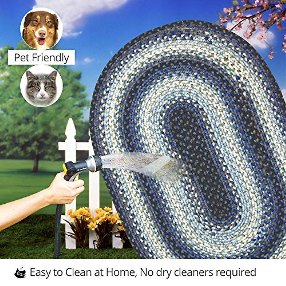 Ultra Durable Braided Rug 4' x 6'/Oval/Blue