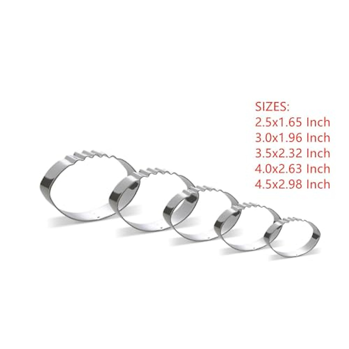 Football Cookie Cutters Set-5 Pieces-Stainless Steel Assorted Sizes