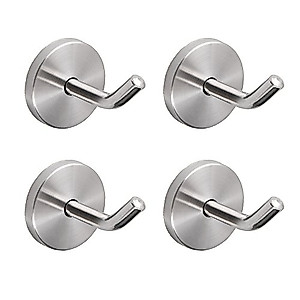 NELXULAS Brushed Stainless Steel Single Heavy Duty Short Nose Screws Wall Mount Hook,Fit for Kitchen,Bedroom,Living Room, Bathroom,Closets and Garage Storage,No Magnetic Mount Function(2", 4 PCS)