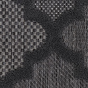 Nourison Easy Care Moroccan Charcoal/Black 5' x 7' Area Rug, Trellis, Easy Cleaning, Non Shedding, Bed Room, Living Room, Dining Room, Backyard, Deck, Patio (5x7)