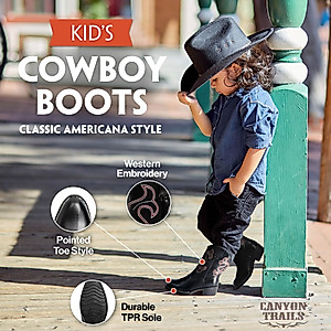 Premium Kids Cowboy Boots - Comfort Fit Toddler Cowboy Boots - Boys and Girls Cowboy Boots Durable & Stylish Western Wear for Young Riders (Brown)