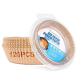 120 Pcs Healthy and Safe Air Fryer Disposalbe Paper Liner 6.3 Inch, High Heat Resistant Airfryer Parchment Liners, Air Fryer Paepr Liners Round That Doesn't Affect Food Taste