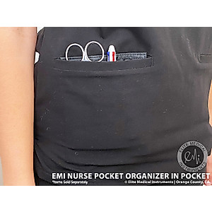 Elite Medical Instruments EAO-314-B EMI Nylon 5 Pocket Nurse Scrub Organizer, Black