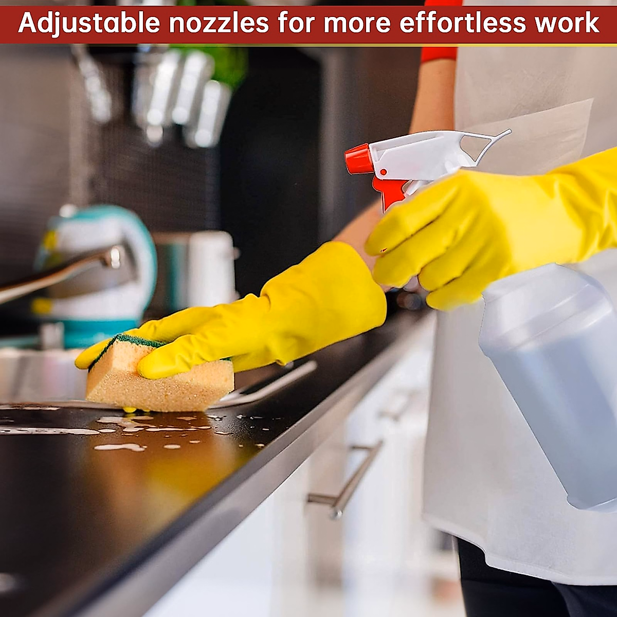 Komphy 12 Pack Plastic Spray Bottles, 16 oz Refillable Empty Spray Bottle, Leakproof Adjustable Nozzle Stream Mist Sprayer Bottle for Cleaning Solutions, Gardening, Hair, Plant(Red White)