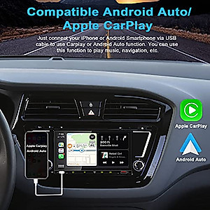 YUANTING Newst Double Din Car Stereo with Voice Control Carplay and Android Auto,7 Inch Capacitive HD Touchscreen,Bluetooth，Mirror Link, Subwoofer，Waterproof Backup Camera/SWC/AM/FM/2USB