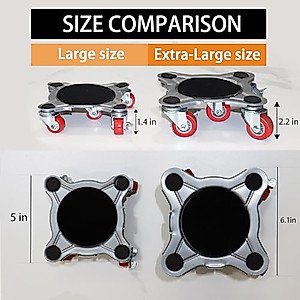 【Upgrade Large】Furniture Dolly & Furniture Rollers Mover with 5 Wheels, Carbon Steel Panel Furniture Lifter Set Up to 2200LBs, for 360° Rotation Shifting Moving Heavy Duty Refrigerator, Sofa, Cabinet