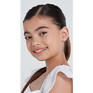 AUBE JEWELRY Hypoallergenic 925 Sterling Silver Colorful Rainbow Stud Earrings with Silicone Coated Push Backs for Girls and women