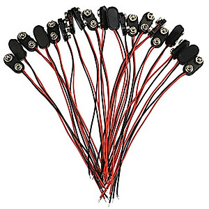 VQVAAQ 9 Volt Battery Clip Connector Battery Snap Wire Connectors (20 Pack-15cm-I)
