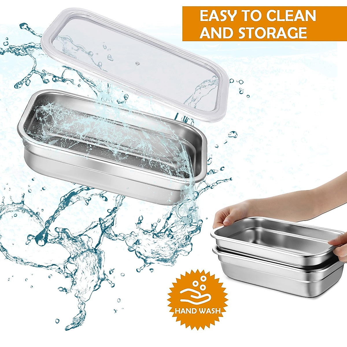 Suttmin 8 Pcs Hotel Pan with PP Plastic Lid Steam Table Pan Stainless Steel Restaurant Pans 1/4 Size Catering Pans Food Prep Pan Restaurant Anti Clogging Steamer for Buffet Hotel (2.5 Inch Deep)