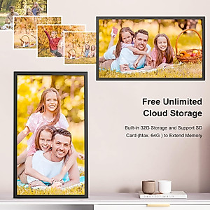 21.5-Inch Large Digital Picture Frame - with 5G Dual WiFi, 1920x1080 IPS Panel, 32GB Memory digital cloud frame, Screen Projection and Sync Screen, Full function, Share Photos and Videos via instantly