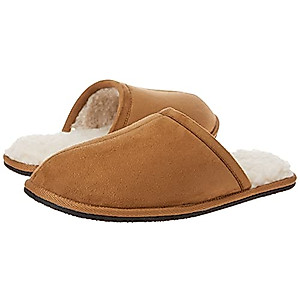 Amazon Essentials Men's Cozy Slipper, Chestnut Brown Microsuede, 10