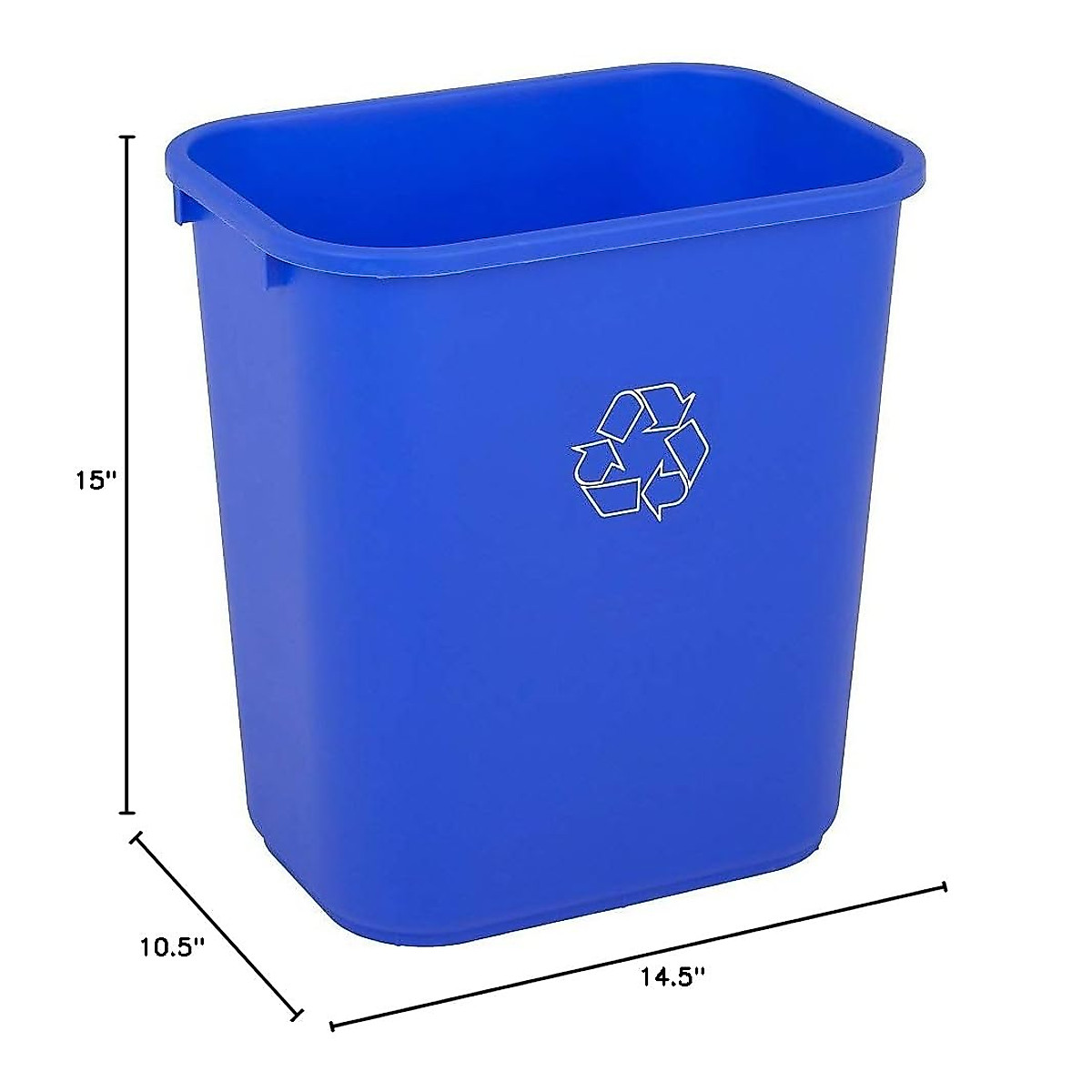 Continental Commercial 2818-1 Rectangle Recycling Waste Basket, 28-1/8 Qt, 14-1/2 x 10-1/2 x 15 in, Blue