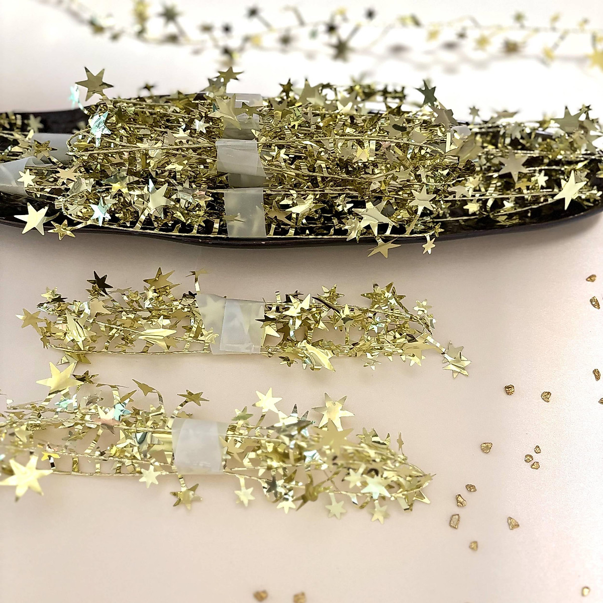 TeaSu Star Strings for Gold Floating Candle Centerpieces for Table Wedding Christmas, 12 Pcs 38 Inch Submersible Vase Filler for Water Centerpiece - Gold