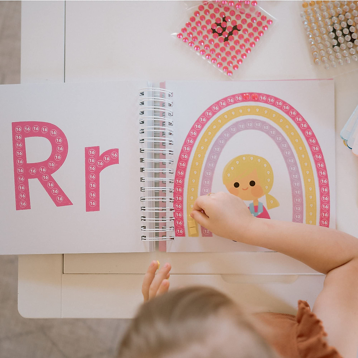 Cupkin Mosaic Sticker Art Kits for Kids and Adults - ABC Mosaics Art Craft Kit for Boys and Girls - 52 Page Sticker by Number Mosaic Kit with 3,000+ Jewel + Foam Stickers + Coloring Book for Kids