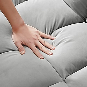 ERYE Twin Light Gray Velvet 2 Pillows Both Side Pockets, 55.2"