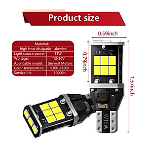 UGSHY Pack-2 Car Illumination Lights, T15 Reverse Light, High Power Decoding 3535 Chip Bulbs, Super Bright LED Bulb, Extremely Super Bright, Universal Bulbs Replacement (White Light)