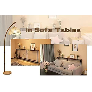 SUCRSIXBRO Console Table with Charging Station, 63’’ Narrow Sofa Table, Entryway Table with Outlets and USB Ports,Easy Assembly,Living Room, Bedroom,Rustic Brown