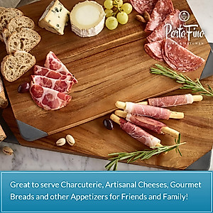 PortoFino Wood Cutting Board - Wooden Cutting Boards for Kitchen - Chopping Board - Cheese Board - Charcuterie Board - Acacia Wood Cutting Board - Non Slip Cutting Board - Tablas Para Picar Cocina