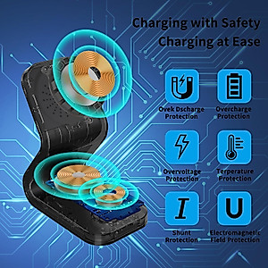 SVJEFY Wireless Charger, 3 in 1 Fast Wireless Charging Station, Suitable for iWatch2/3/4/5/6/SE, Earphones and Magnetic iPhone, Foldable Travel Wireless Charger