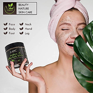 Natural Coffee Scrub with Organic Coffee Exfoliating Body Scrub, Best Acne, Anti Cellulite and Stretch Mark treatment, Spider Vein Therapy for Varicose Veins & Eczema