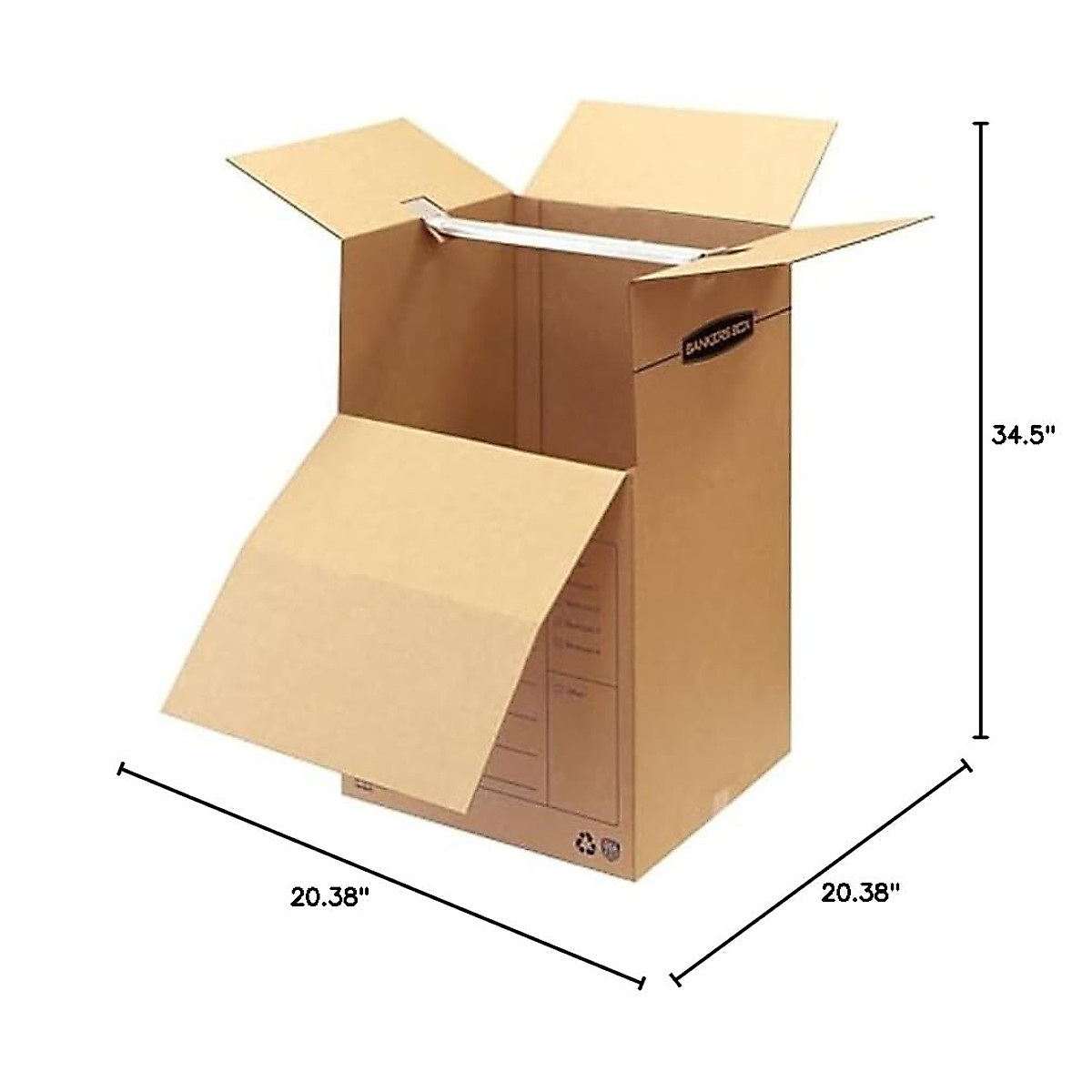 Bankers Box SmoothMove Wardrobe Moving Boxes, Short, 20 x 20 x 34 Inches, 3 Pack (7710902)