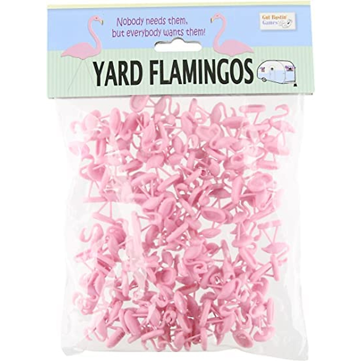 Mini Plastic Yard Flamingos - 100 Miniature Figurines Fairy Garden Miniature Moss Landscape Crafts Ornament Accessories for Home or Office Décor by: Gut Bustin' Games (Pink)