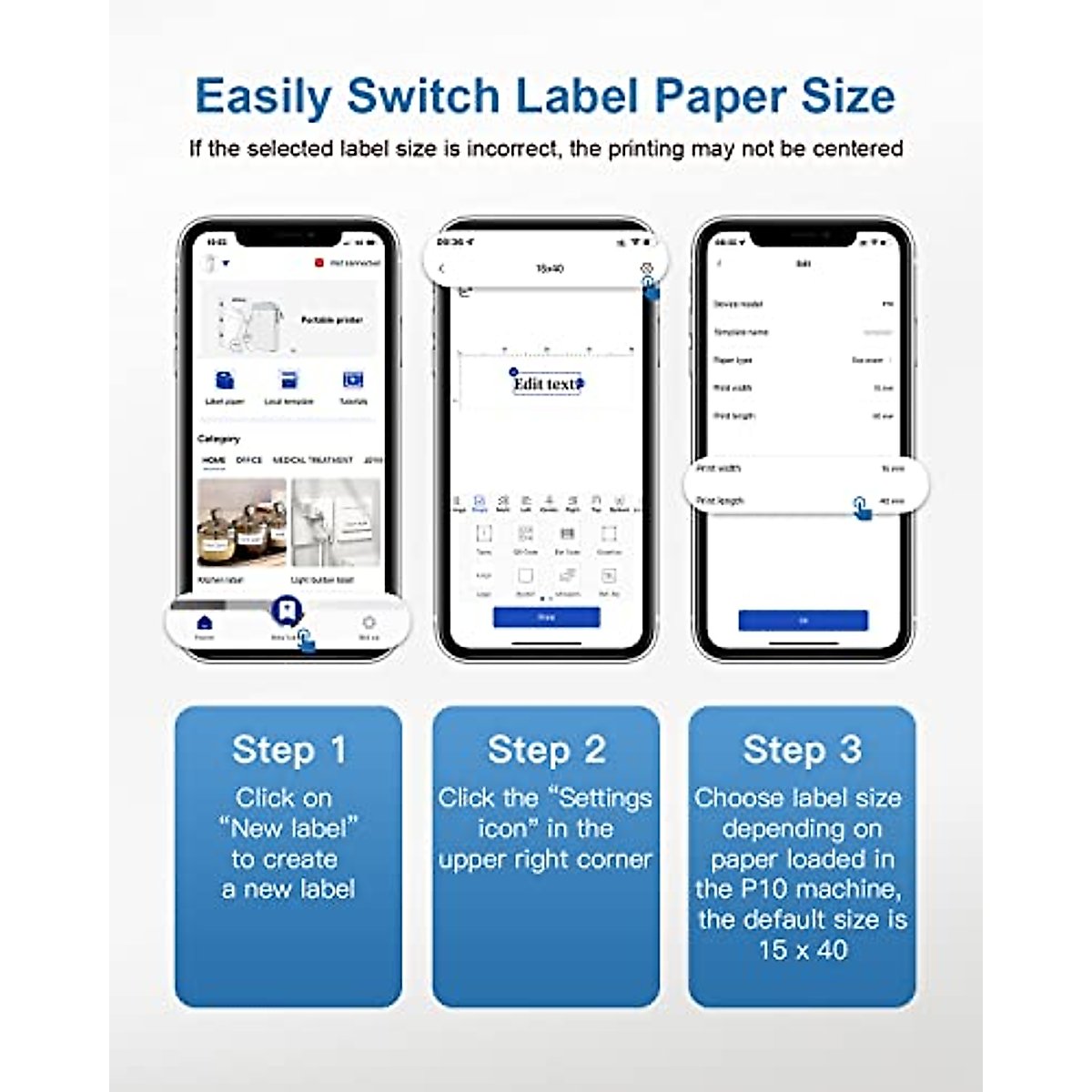 Label Maker, POLONO P10 Mini Label Printer, Portable Wireless Connection Label Maker Machine with Tape, Multiple Templates Available for Smartphone Easy to Use Office Home Organization Kitchen Storage