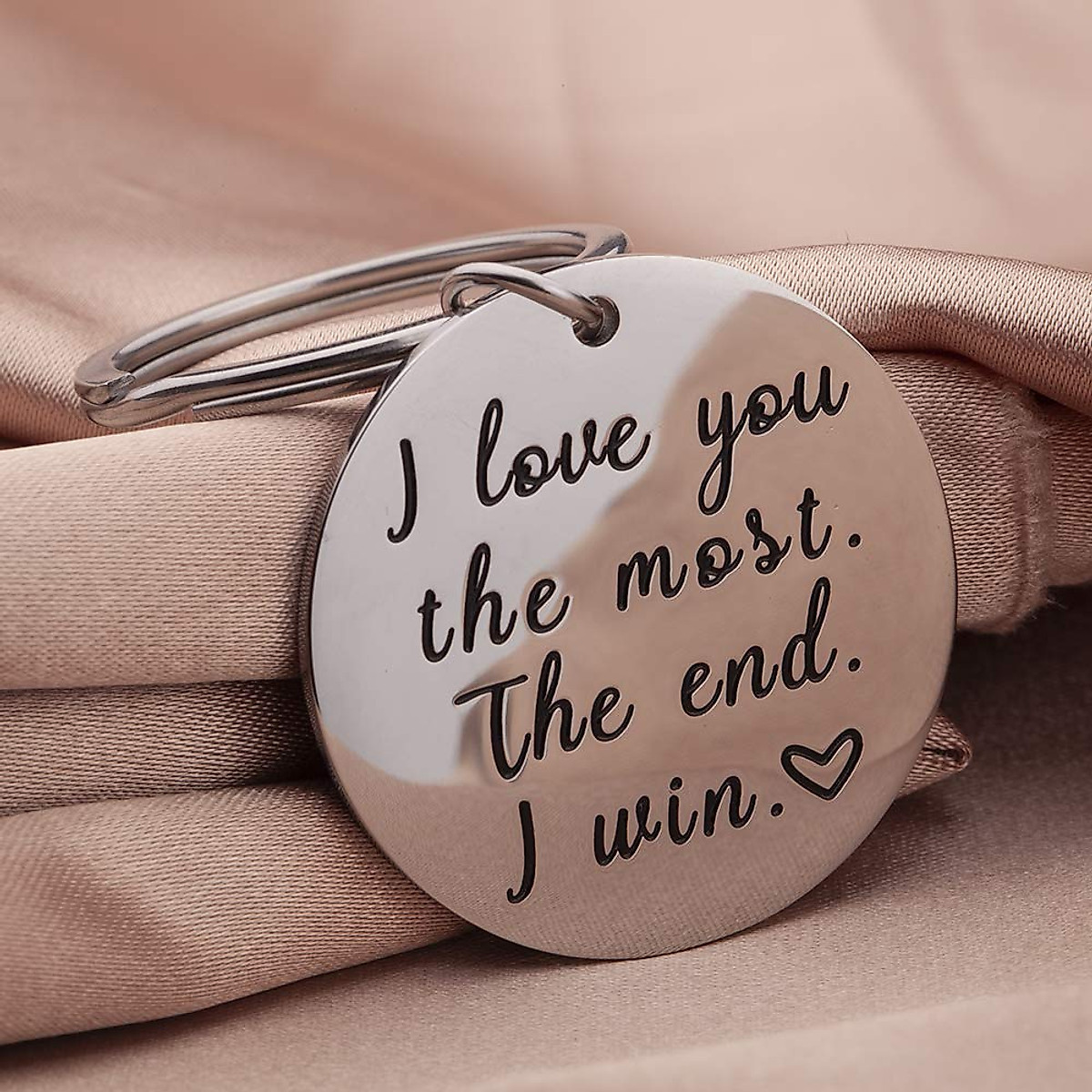 Couple Key Chain Gifts for Him Her-Husband for Girlfriend Boyfriend Wife Keychain Gifts for Anniversary Birthday Wedding Gifts from Wifey Hubby Valentine Day Gifts-I Love You Most The End I Win