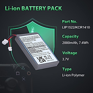 Batmax 2Pc 2000mAh LIP1522 KCR1410 Battery for Sony PS4 Playstation 4 Slim/Pro Dualshock CUH-ZCT1E CUH-ZCT1H CUH-ZCT1U CUH-ZCT2, CUH-ZCT2U Controller