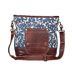 Myra Bags Blue Bliss Canvas, leather & Rug Shoulder Bag S-1950