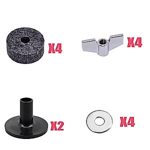 Cymbal Replacement Accessories Cymbal Sleeves with Base Wing Nuts Cymbal Felts Hi-Hat Clutch Felt Hi Hat Cup Felt&Cymbal Washer (G-12)