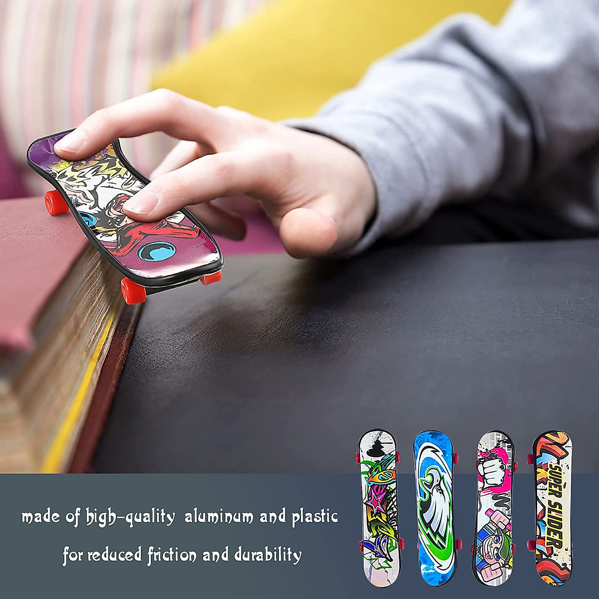 RONGYI Finger Skateboard Set, 20 Pieces Finger Skateboard Professional Mini Fingerboards Skatepark Game Keychain Decoration for Skateboard Lovers Gifts for Children, One Sided Pattern