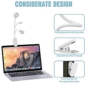 Visson Stepless Dimming Book Light,12 LED Reading Lights for Books in Bed,3 Color Temperature,Rechargeable Clip-on Light with Magnetic Function.Perfect for Bookworms,Kids