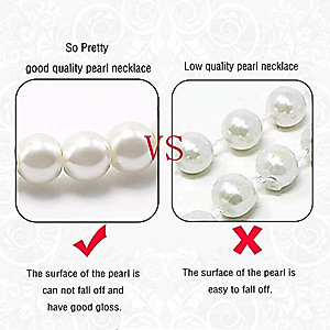 Aisansty,Long Pearl Necklace for Women Layered Cream White Faux Pearl Beads Strand Necklace Costume Jewelry,Diameter Pearl 8MM,69"