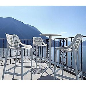 Home Square Polypropylene Patio Bar Stool in White - Set of 2