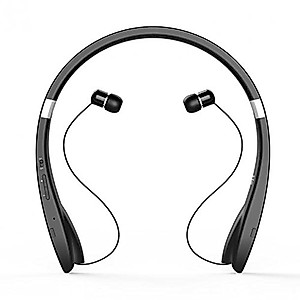 Neckband Wireless HiFi Sound Headset w Retractable Earbuds Premium Earphones Headphones Hands-Free Mic [Folding] for Amazon Fire HD 10, 8, Kindle DX, Fire, HD 6, 7, 8.9, HDX 7, 8.9