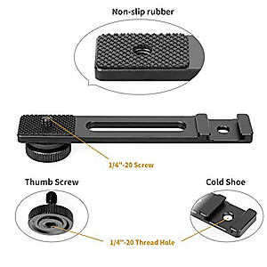 ChromLives Cold Shoe Bracket Extension Bar, Hot Shoe Extension, Microphone Mount with 1/4'' Tripod Screw Compatible with Mirrorless Camera Vlogging Sony A6400 6300 6500 6000 Zhiyun 4 DJI Osmo Pocket