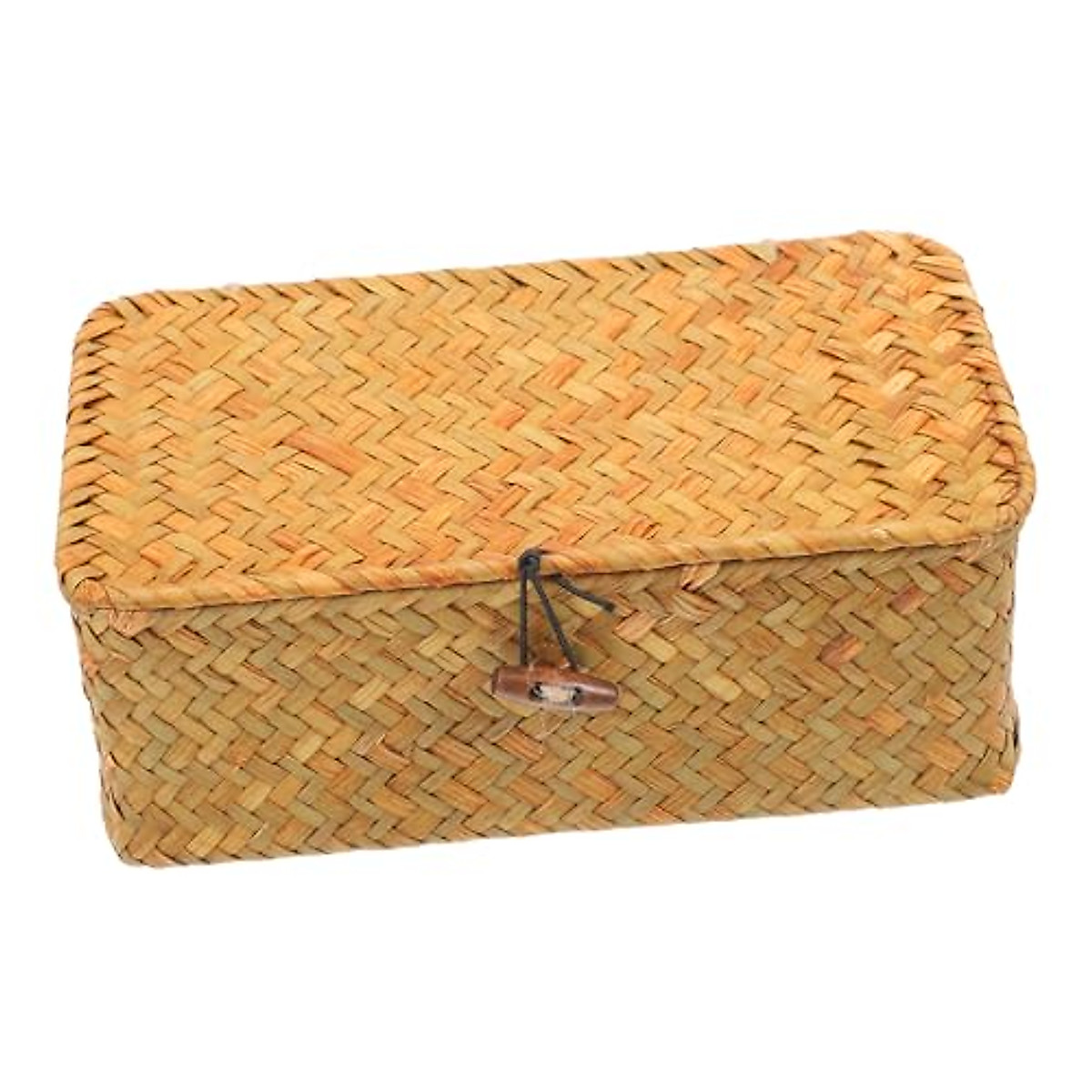 Ipetboom Desktop Stand Woven Baskets 1 Woven Basket Straw Basket with Lid Basket Box Rattan Desktop Clothes Sundries Storage Box for Home Decor (S) Storage Drawers Small Basket