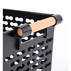 Yesland 6 Pack Plastic Storage Basket, Black Basket / Organizer / Bin with Handles for Home Office Closet