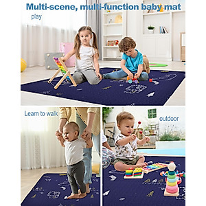 Portable Baby Play Mat Machine Washable, Foldable Crawling Mat for Floor 43x43” Baby Playpen Mat, Soft Non Slip Non-Toxic Playmats for Infants, Kids Tent Mat Square