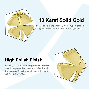 Gold Four Leaf Clover Charm - 10 Karat Solid Gold - Shamrock Pendant - Good Luck Charm Necklace - Irish Shamrock (Style 1)