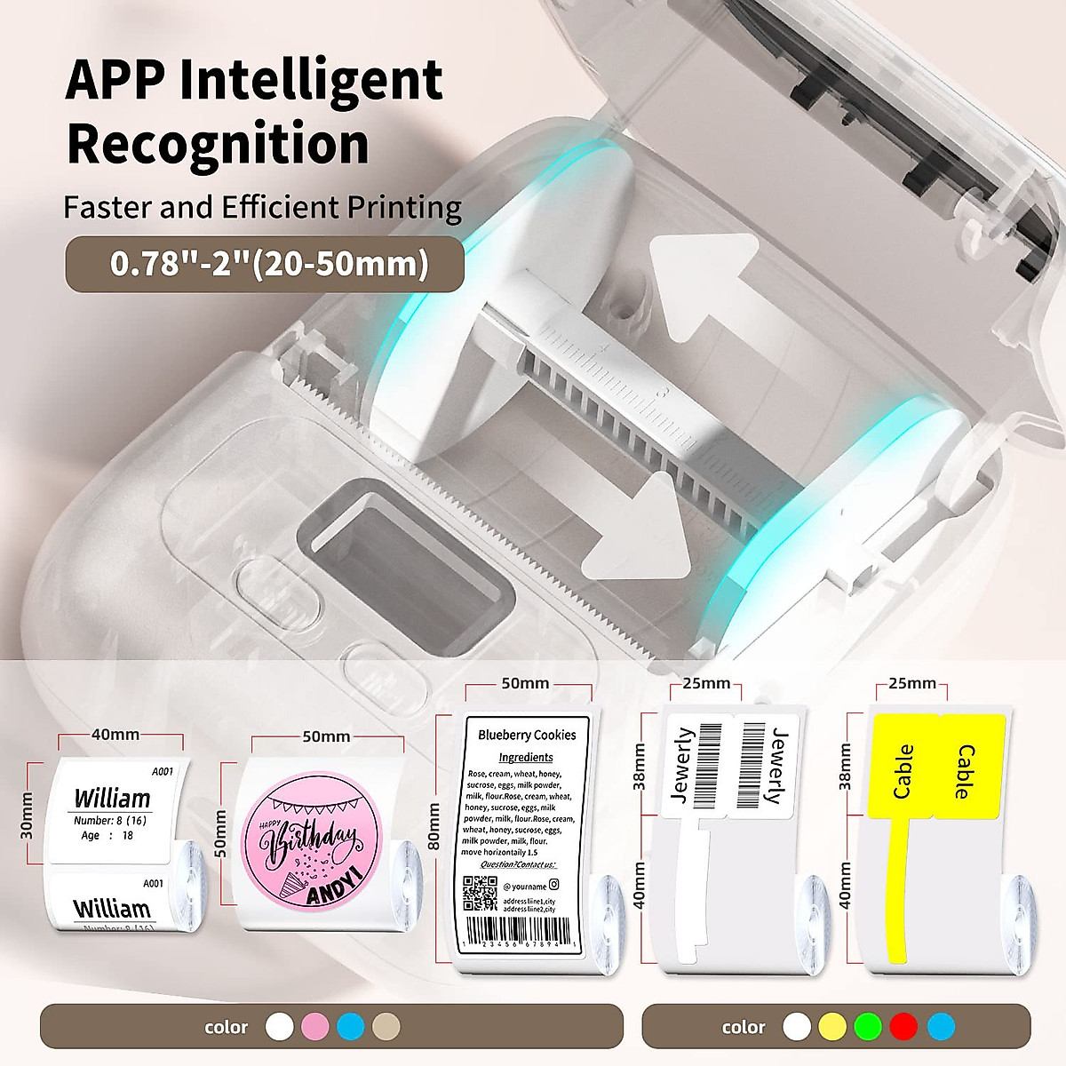 Phomemo M110 Address Label Maker for Mailing,Portable Label Sticker Barcode Printer for Clothing, PhotoLogo, Jewelry, Retail, Office, Home, for iOS & Android, with 1 40×30mm Label