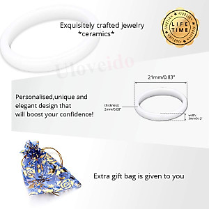 Uloveido Polished White 3mm Wide Ceramic Band Rings for Men Women Engagement Wedding Rings Size 7 Y551