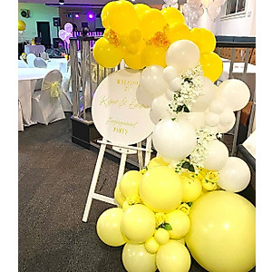 Yellow Balloons Garland Kit, 102pcs Pastel Yellow White Gold Confetti Balloons with 18 + 12 + 10 + 5 Inch for Sunflower Honey Bee Theme Birthday Baby Shower Gender Reveal Party Supplies Decorations
