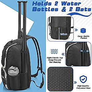 Jalunth Baseball Softball Bat Bag Backpack Youth Adult Large Room Fastpitch Slowpitch Equipment Bags Boys Kids Girls Tball Gear Back Pack Mens Women Fence Hook Shoes Compartment Fits Face Guard Helmet