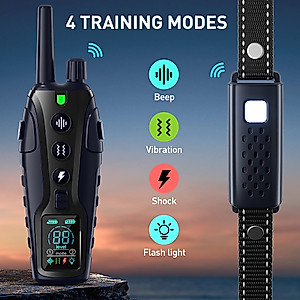 Dog Shock Collar with Flashing Light for Night Walks,4000FT Dog Training Collar with Adjustable Pitch Beep(1-8), Vibration(1-16), Shock(1-99) and Keypad Lock, Shock Collar for Large Medium Small Dogs
